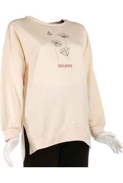 Baby Mom Babymom Hamile Sweatshirt Yırtmaçlı