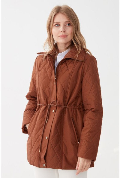 Desen Triko Kadın Kapitone Yanı Düz Kaban 1-5 Bakır Desen Triko Kadın Kapitone Yanı Düz Kaban 1-5 Bakır