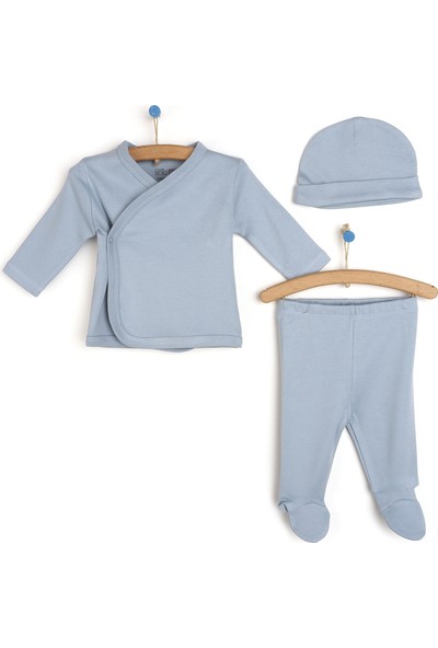 Hello Baby Organik Zıbın-Şapka-Patikli Alt Set