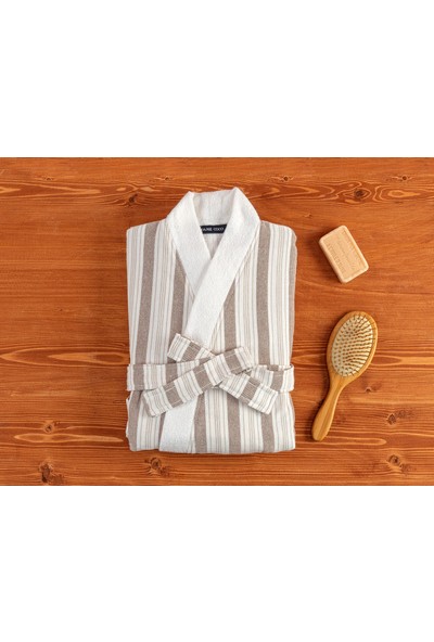 Madame Coco Odette Kimono Erkek Bornoz - Koyu Bej Madame Coco Odette Kimono Erkek Bornoz - Koyu Bej