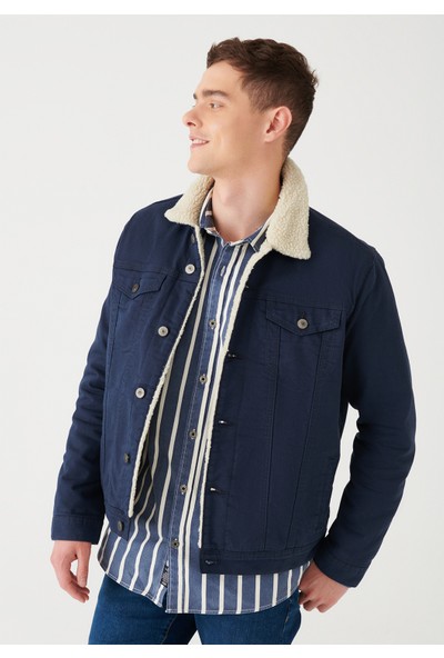 Mavi Erkek Drake Lacivert Suni Kürklü Ceket 010143-35674 Mavi Erkek Drake Lacivert Suni Kürklü Ceket 010143-35674