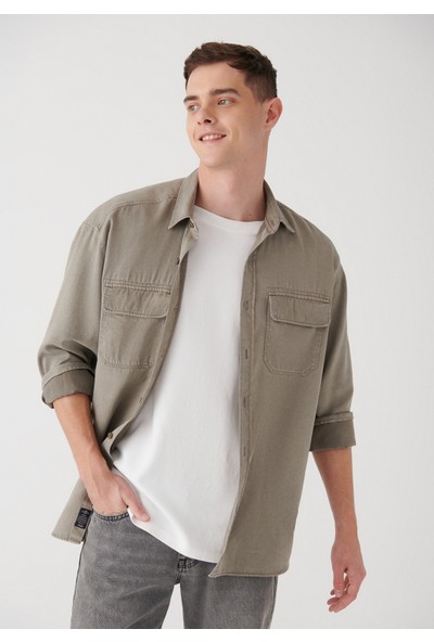 Mavi Erkek Çift Cepli Haki Gömlek 0210080-80656