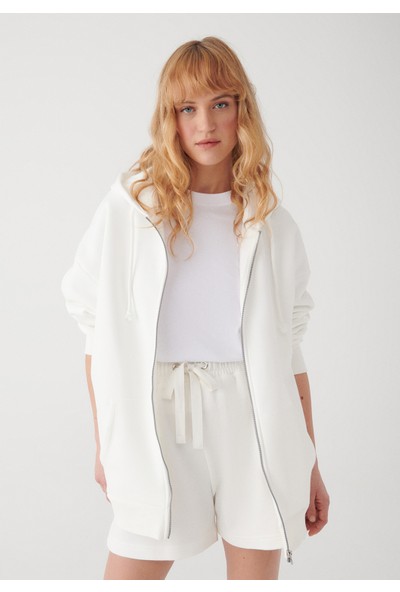 Mavi Kadın Fermuarlı Beyaz Sweatshirt 1610221-70057