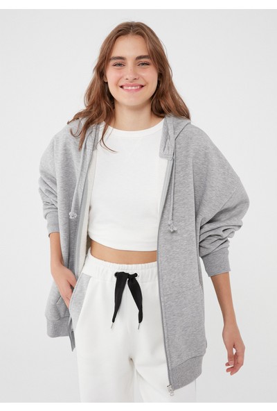 Mavi Kadın Fermuarlı Gri Sweatshirt 1610221-80018