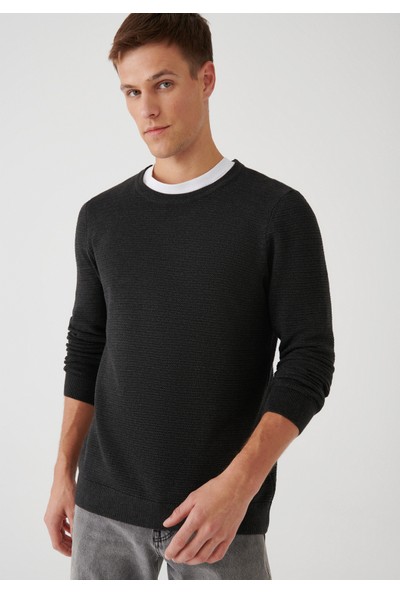 Mavi Erkek Bisiklet Yaka Gri Kazak 0710017-80023