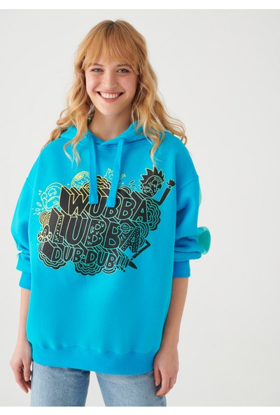 Mavi Kadın Rick And Morty Baskılı Mavi Sweatshirt 1610229-70862