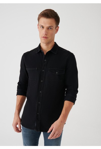 Mavi Erkek Çift Cepli Siyah Gömlek 0210147-900