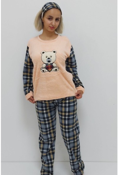 Kostüm Sarayı Panda Desenli Pijama Takımı Pudra
