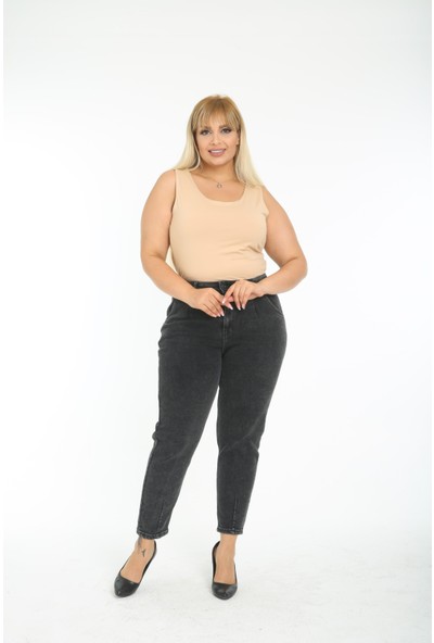 Cedy Denım Kadın Büyük Beden Pileli Mom Jean Pantolon C600 Cedy Denım Kadın Büyük Beden Pileli Mom Jean Pantolon C600