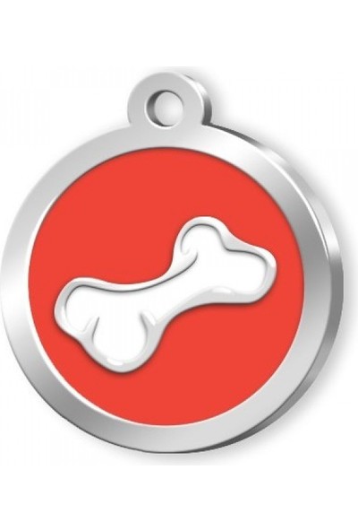 Evimdeyokyok Mineli Seri Kemik Desenli Künye Kırmızı