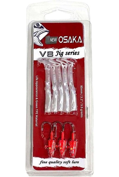 Osaka V8 Jig Series Silikon Yem - Pearl Red Head