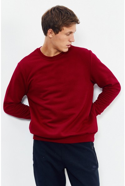 Tommy Life Tommylife Kırmızı Erkek Basic O Yaka Rahat Form Sweatshirt - 88053