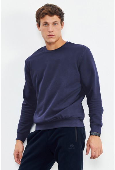 Tommy Life Tommylife Indigo Erkek Basic O Yaka Rahat Form Sweatshirt - 88053