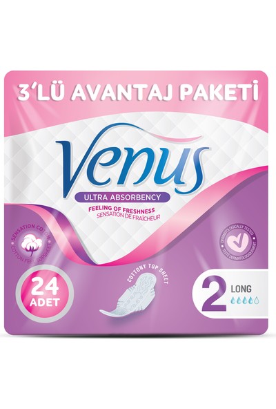 Venüs Hijyenik Ped Uzun 24 Adet (3 Paket) Venüs Hijyenik Ped Uzun 24 Adet (3 Paket)