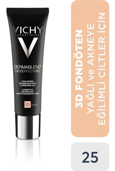 Vichy Dermablend 3D SPF25 Correction 25 Nude 30ML | Spf 25 Fondöten Vichy Dermablend 3D SPF25 Correction 25 Nude 30ML | Spf 25 Fondöten
