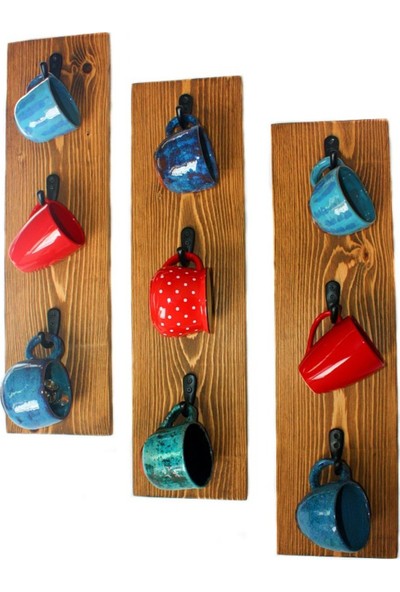 Capra Project Ahşap Dekoratif 3'lü Kupalık