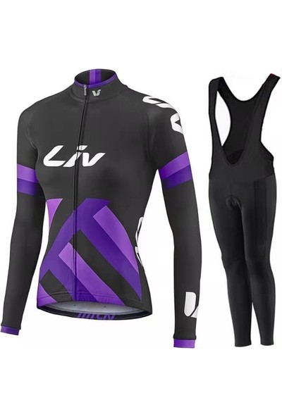 Dapipixia Kadın Bisiklet Jersey Uzun Kollu Forma Pantolon (Yurt Dışından)