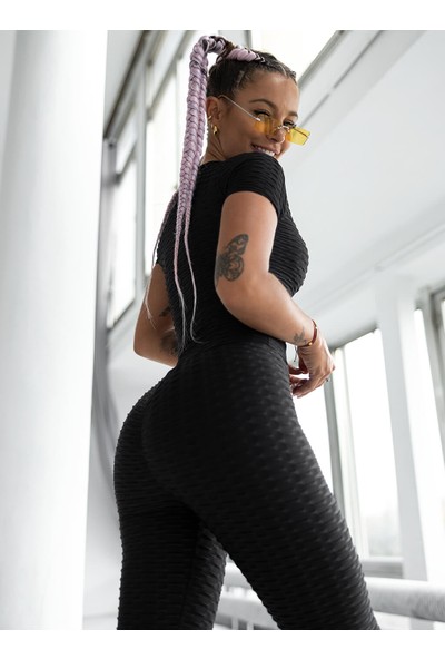 Timbre Siyah Yüksek Bel Push Up Toparlayıcı Büzgülü Brezilya Spor Tayt Timbre Siyah Yüksek Bel Push Up Toparlayıcı Büzgülü Brezilya Spor Tayt