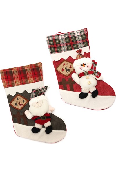 Xyanling Kişiselleştirilmiş Işlemeli 3D Noel Noel Baba Kardan Adam Şeker Çorabı Hediye Çantası (Yurt Dışından)