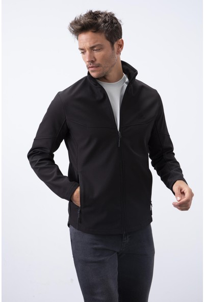 Tommylife Siyah Erkek Fermuarlı Dik Yaka Su ve Rüzgar Geçirmez Softshell Mont - 88050 Tommylife Siyah Erkek Fermuarlı Dik Yaka Su ve Rüzgar Geçirmez Softshell Mont - 88050