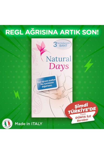 Natural Days Regl, Adet Ağrısını Azaltan İlaç İçermeyen Doğal Bant Natural Days Regl, Adet Ağrısını Azaltan İlaç İçermeyen Doğal Bant