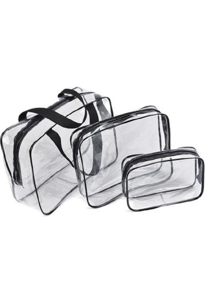Pasifix 3'lü Taşınabilir Şeffaf Su Geçirmez Makyaj Çantası (Yurt Dışından)
