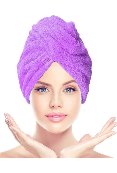 Chizgy Mikrofiber Düğmeli Saç Havlusu Saç Bonesi Saç Kurulama Bonesi