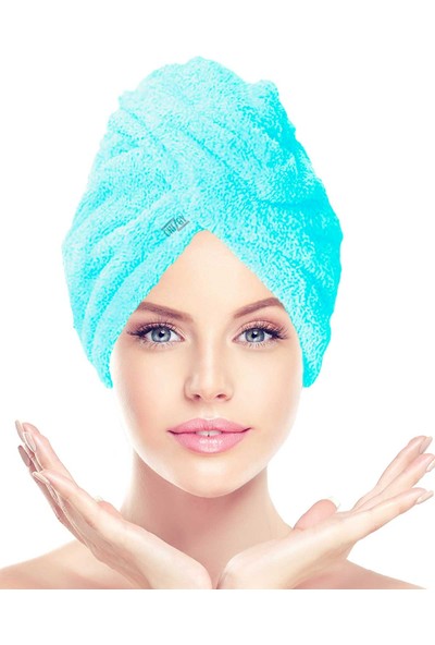 Chizgy Mikrofiber Düğmeli Saç Havlusu Saç Bonesi Saç Kurulama Bonesi