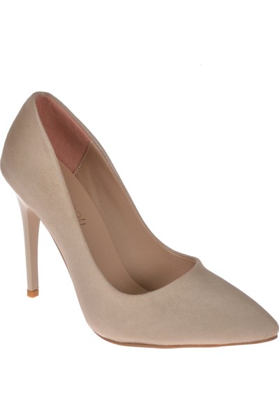 Pullman Kadın Topuklu Ayakkabı Stiletto Sitil Bej Süet