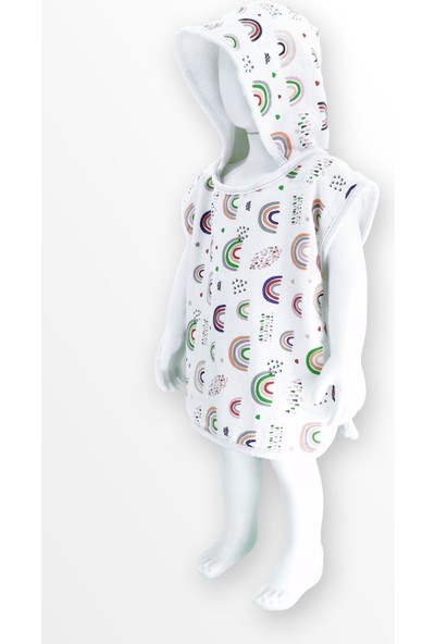 Organik Pamuk Müslin Içi Havlulu Panço - Kırmızı Gökkuşağı Organik Pamuk Müslin Içi Havlulu Panço - Kırmızı Gökkuşağı