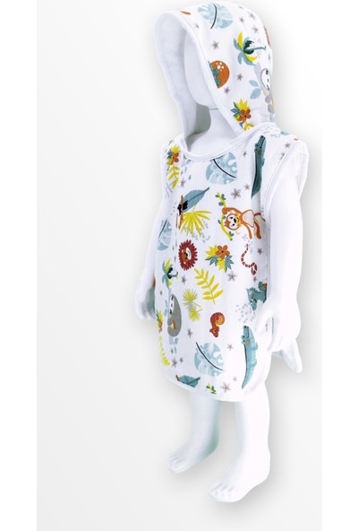 Organik Pamuk Müslin Içi Havlulu Panço - Maymunlar Organik Pamuk Müslin Içi Havlulu Panço - Maymunlar