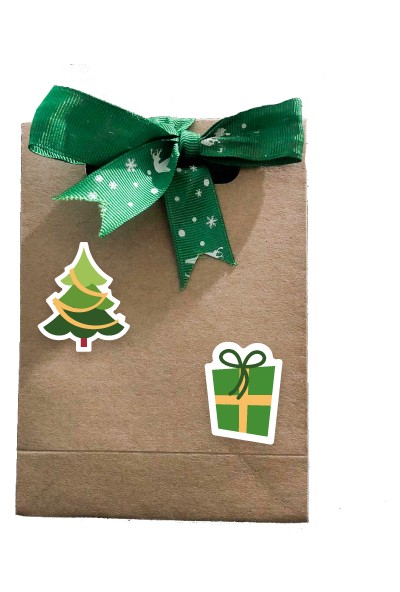 Partini Kutla Çam Ağacı ve Hediye Paketi Görselli Hediye Poşeti Partini Kutla Çam Ağacı ve Hediye Paketi Görselli Hediye Poşeti