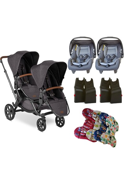 Abc Design Zoom Ikiz Bebek Arabası(Street) Jixy(Mountain) Ana Kucağı Set