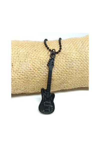 Tuna Takı & Aksesuar Mat Siyah Bas Gitar Kolye