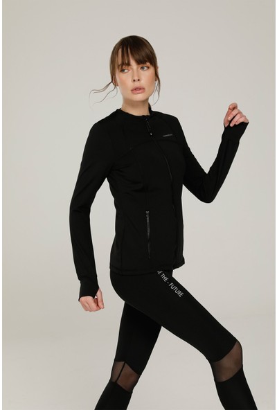 Lumberjack SN112 Kalına Full Zıp Top Siyah Kadın Eşofman Üstü