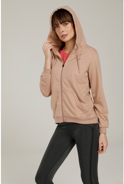 Kinetix SN85 Basic Hoodie Full Zı Bej Kadın Eşofman Üstü
