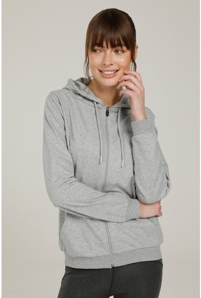 Kinetix SN85 Basic Hoodie Full Zı Gri Kadın Eşofman Üstü