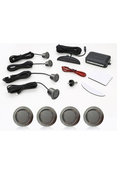 Techmaster Dijital Ekranlı Araç Park Sensörü Ses Ikazlı 18 mm 4 Sensörlü Gri Techmaster Dijital Ekranlı Araç Park Sensörü Ses Ikazlı 18 mm 4 Sensörlü Gri