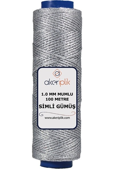 Aker İplik Akeriplik simli Gümüş 100 Metre 1.0 mm Mumlu Ip Saraç Deri Dikiş Ipi Kolye Takı Tasarım Ipi Aker İplik Akeriplik simli Gümüş 100 Metre 1.0 mm Mumlu Ip Saraç Deri Dikiş Ipi Kolye Takı Tasarım Ipi