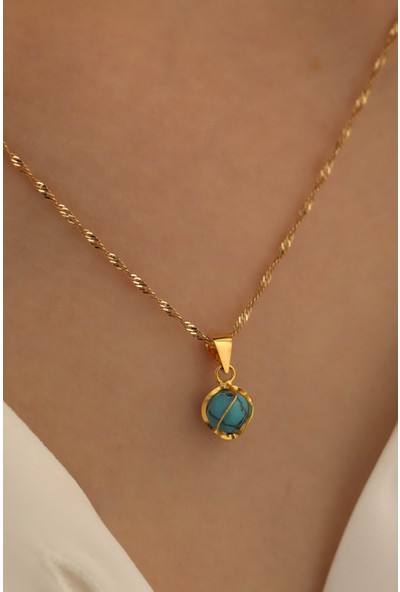 Milet Kuyumculuk 14 Ayar Altın Kafesli Firuze Singapur Zincir Kolye Milet Kuyumculuk 14 Ayar Altın Kafesli Firuze Singapur Zincir Kolye