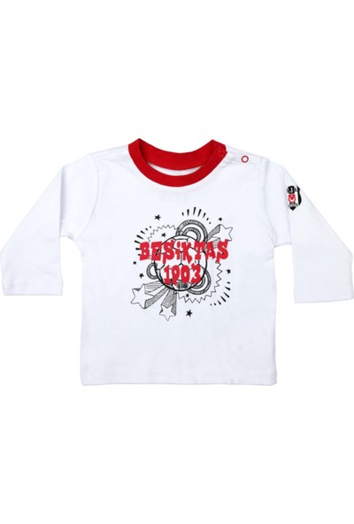 Beşiktaş Bebek Lisanslı Beyaz Uzun Kol T-Shirt