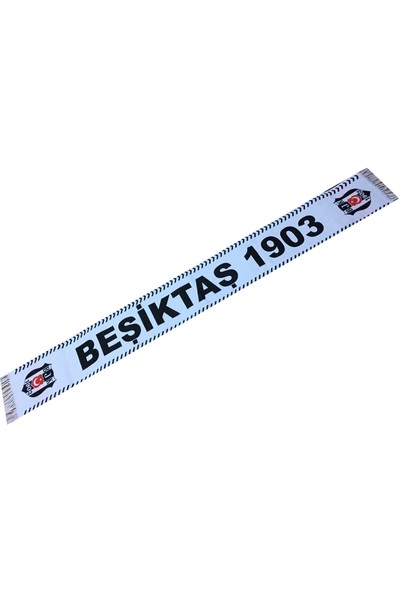 Beşiktaş Dokuma Kaşkol Beyaz Atkı