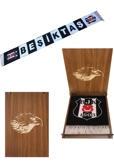 Beşiktaş Lisanslı Dokuma Kaşkol Beşiktaş Yazılı Kartal Kutulu Atkı