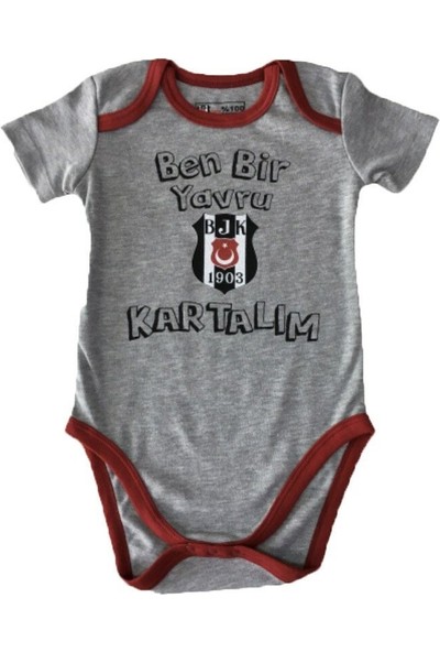 Beşiktaş Bebek Kısa Kol Body Gri Yazı ve Logolu Beşiktaş Bebek Kısa Kol Body Gri Yazı ve Logolu