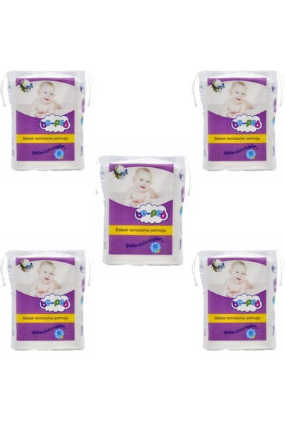 Be-Ped Bebek Temizleme Pedi - Pamuğu 60'lı Paket x 5 Adet Be-Ped Bebek Temizleme Pedi - Pamuğu 60'lı Paket x 5 Adet