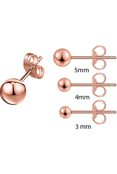 Chavin Yuvarlak Rose 3/4/5 Mm. Set Bayan Erkek Çelik Küpe EP12RS Chavin Yuvarlak Rose 3/4/5 Mm. Set Bayan Erkek Çelik Küpe EP12RS
