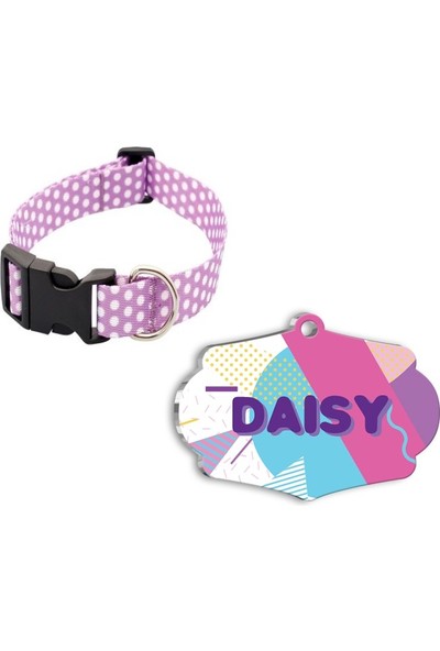 Altın Pati Desenli Ayarlanabilir Köpek Boyun Tasması M Boy 25-40 Cm+Çelik Kaplama Künye