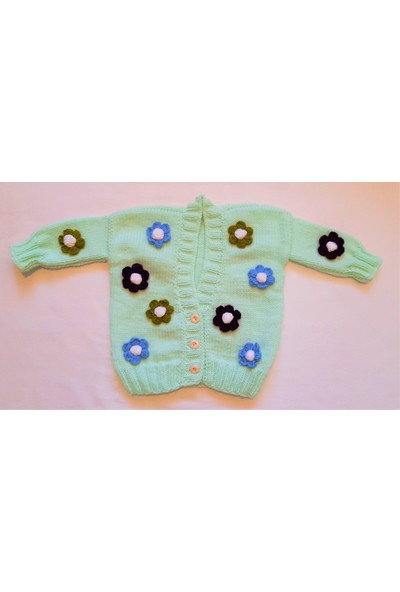 Handmade Kız Çocuk Çiçekli Hırka