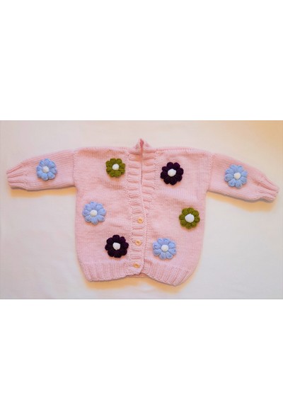 Handmade Kız Çocuk Çiçekli Hırka