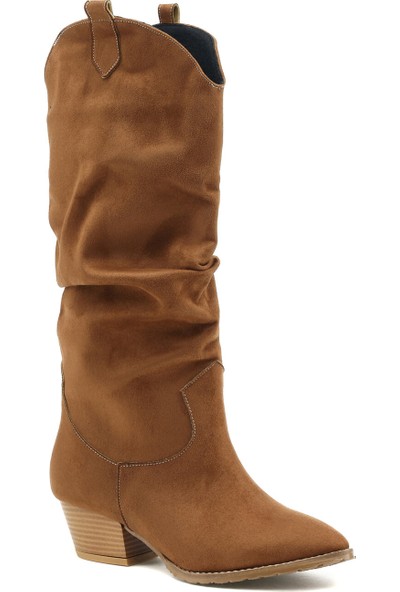 Butigo Holla 1pr Taba Kadın Topuklu Çizme